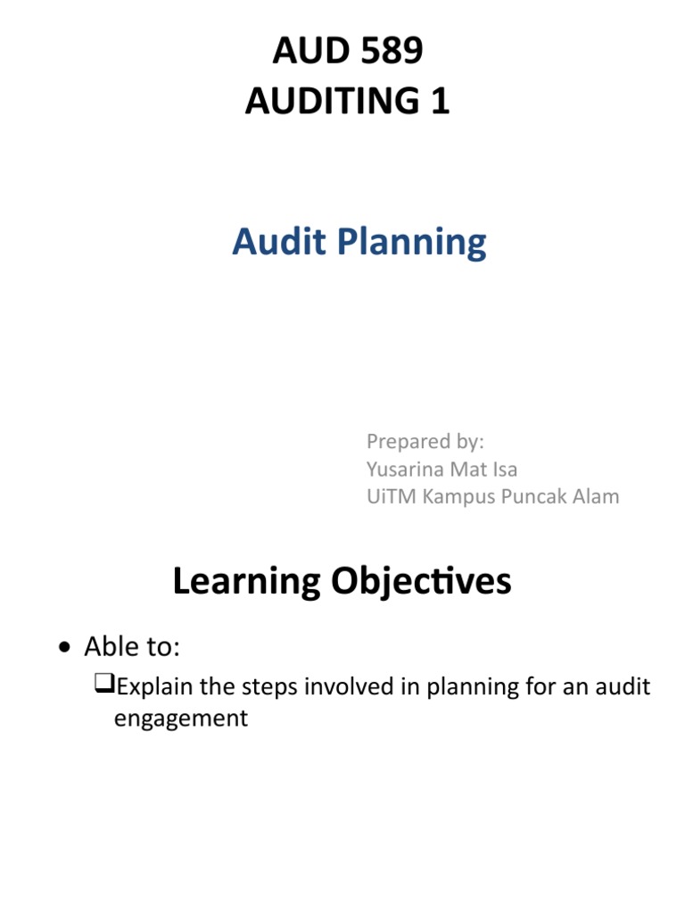TOPIC 3d - Audit Planning | PDF | Financial Audit | Audit