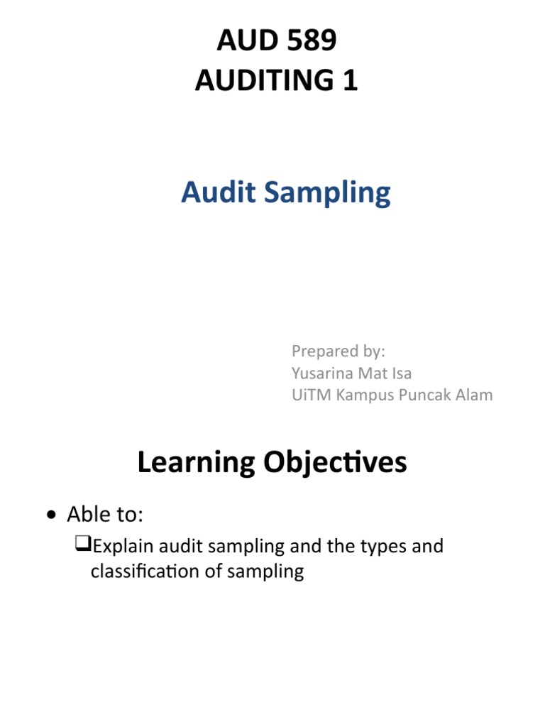 TOPIC 3c - Audit Sampling | PDF | Sampling (Statistics) | Statistics