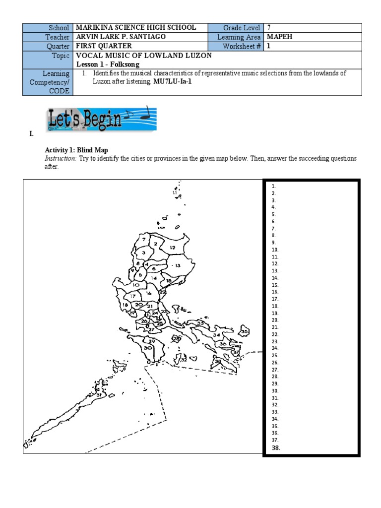 Topic Vocal Music of Lowland Luzon Lesson 1 - Folksong: School Grade ...
