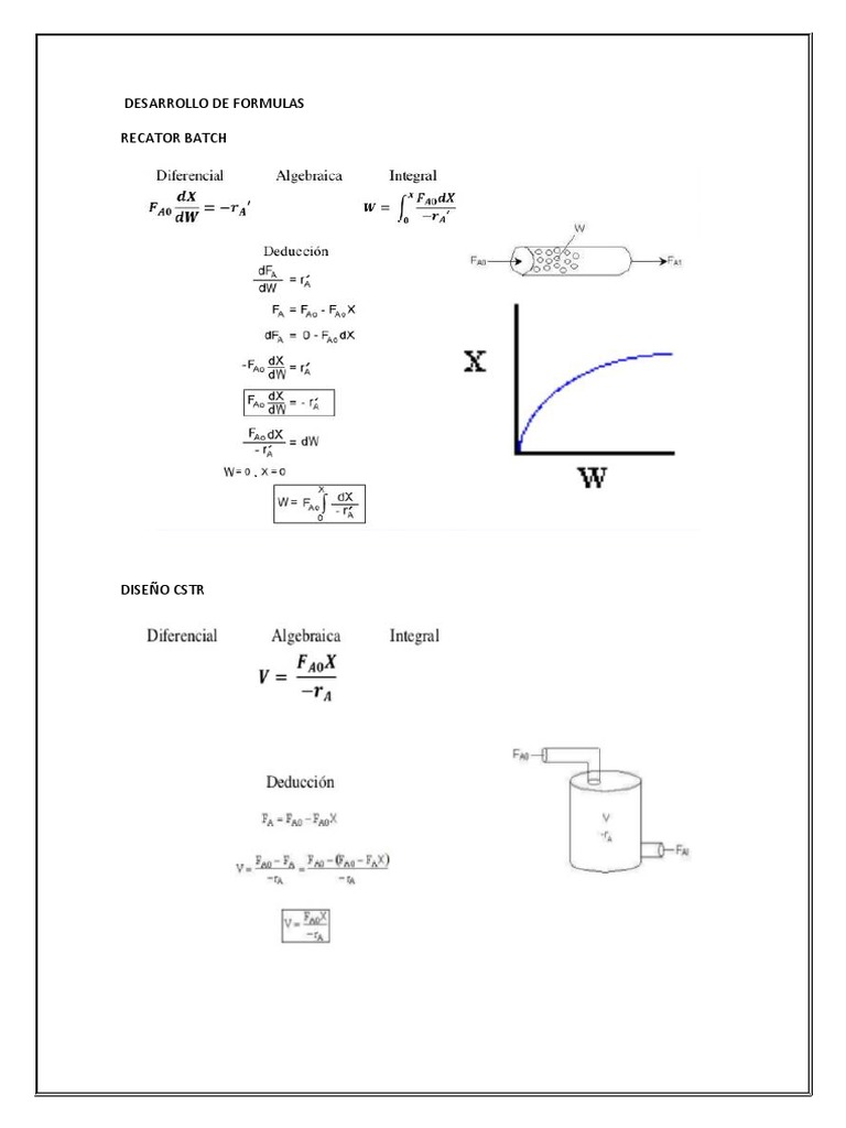 Diseño de Reactores Químicos y Fórmulas | PDF