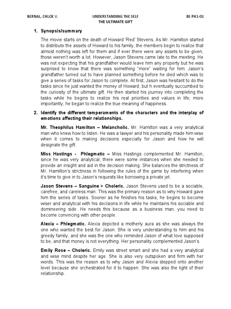 The Ultimate Gift Synopsis | PDF