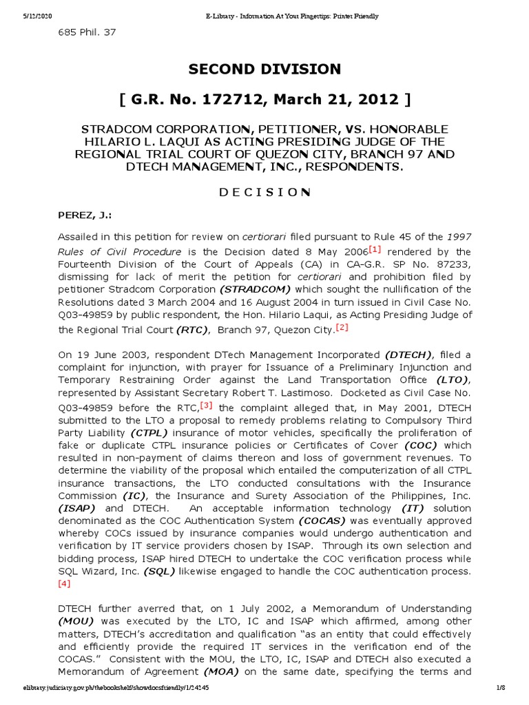 Stradcom v. Laqui | PDF | Mootness | Injunction