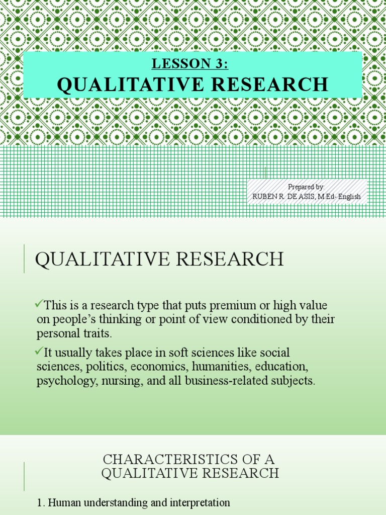 Lesson 3 - Qualitative Research | PDF | Qualitative Research | Data