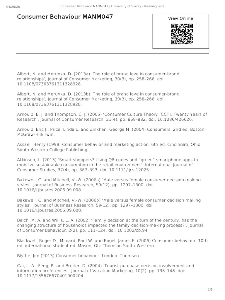 List Bibliography | PDF | Consumer Behaviour | Behavior