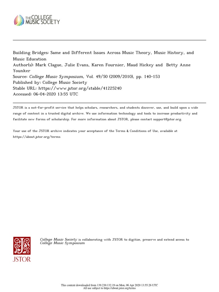 Building Bridges - Same and Different Issues Across Music Theory, Music ...