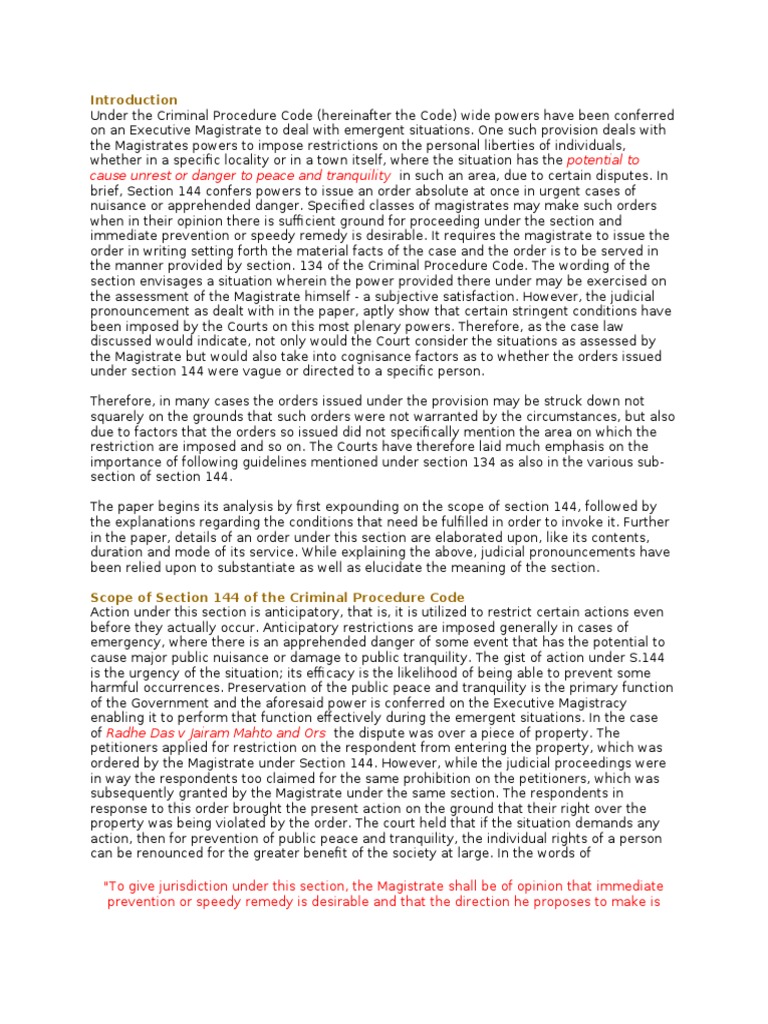 Understanding Section 144 CPC Powers | PDF | Criminal Procedure In ...