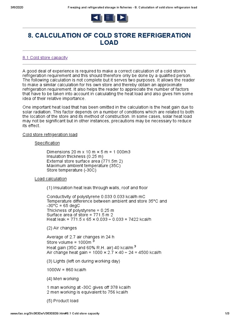 Freezing and Refrigerated Storage in Fisheries - 8. Calculation of Cold ...