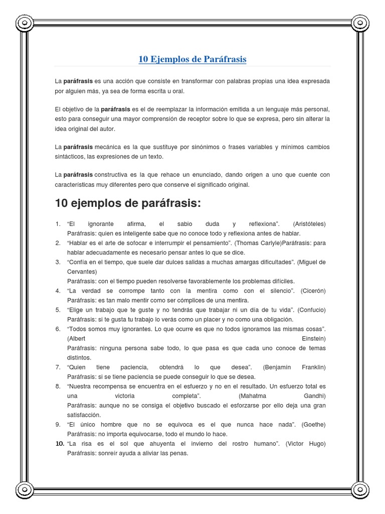F7eec9 - 10 Ejemplos de Parafrasis PDF | PDF | La risa | Ciencia cognitiva