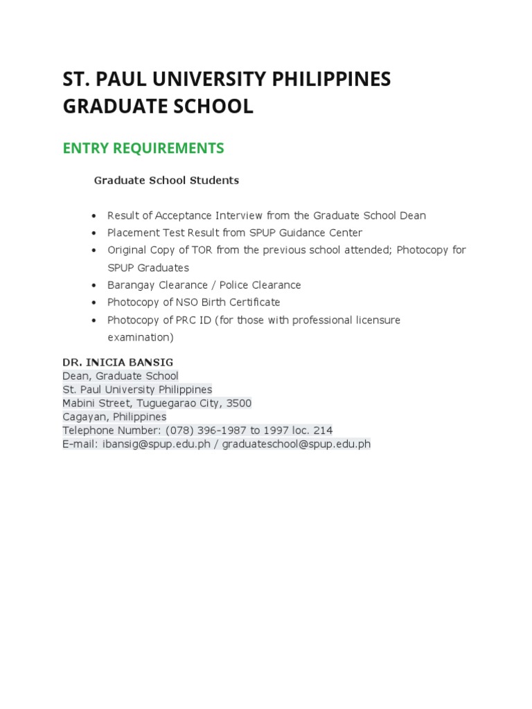 SPUP Graduate School Admission | PDF