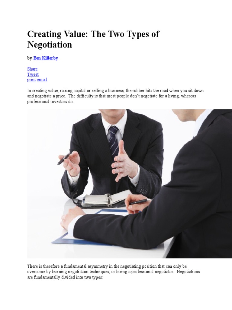 Types of Negotiation | PDF | Negotiation | Mergers And Acquisitions