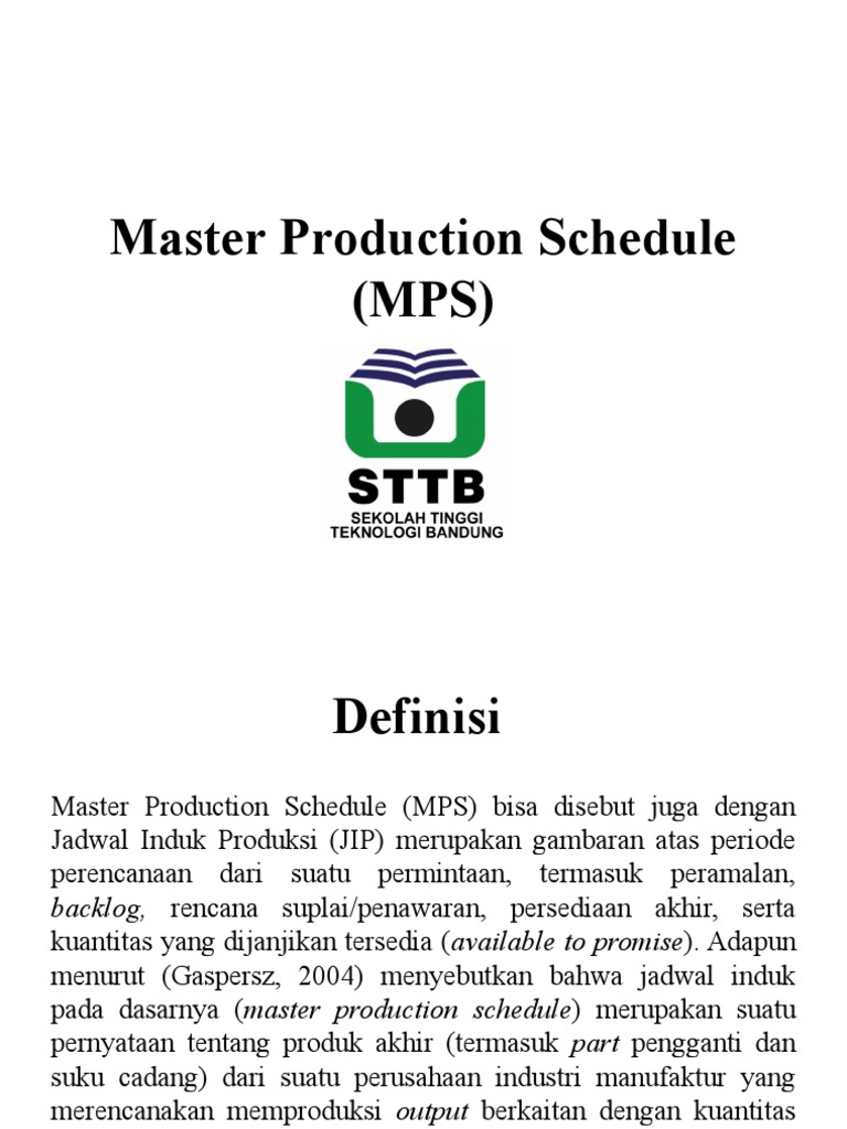 Master Production Schedule (MPS) | PDF
