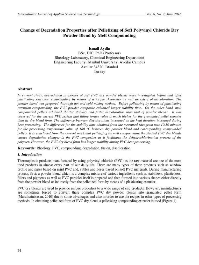 Advancements in PVC Compounding Paper | PDF | Polyvinyl Chloride ...