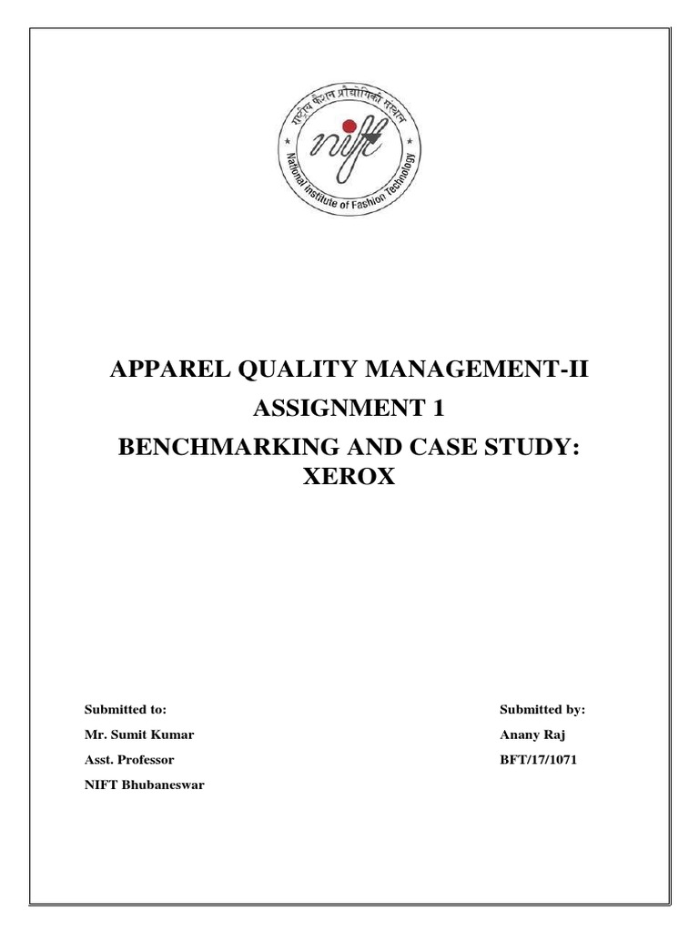 Apparel Quality Management-Ii Assignment 1 Benchmarking and Case Study: Xerox | Download Free ...
