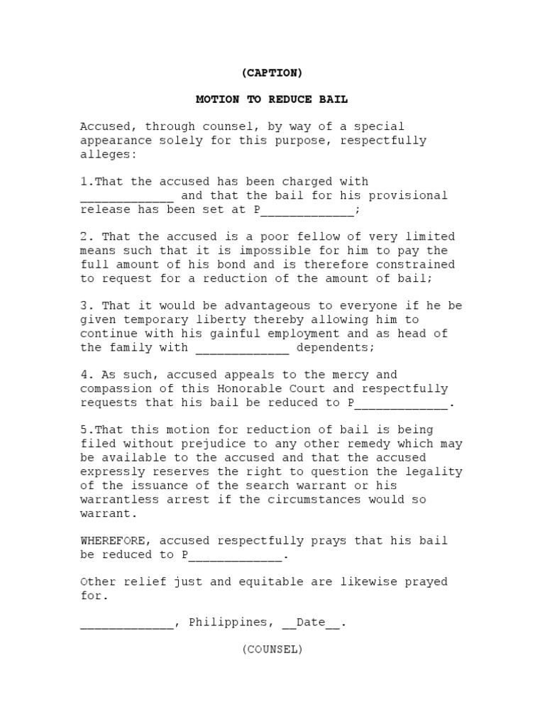 Motion To Reduce Bail | PDF