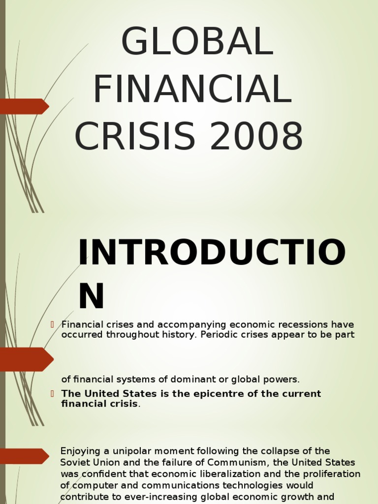 Global Financial CRISIS 2008 | PDF | Financial Crisis Of 2007–08 ...