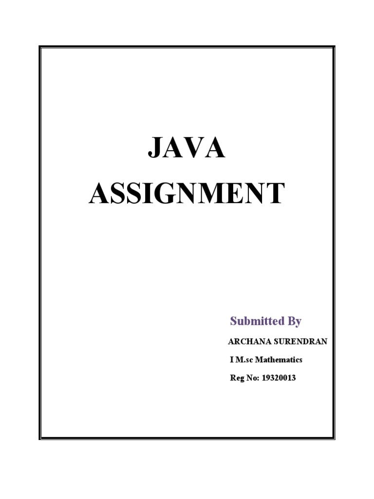 Java Assignment 1 Pdf Method Computer Programming Class Computer Programming