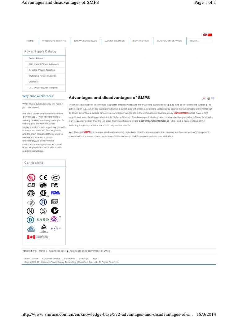 Advantages and Disadvantages of SMPS | PDF | Power Supply | Power ...