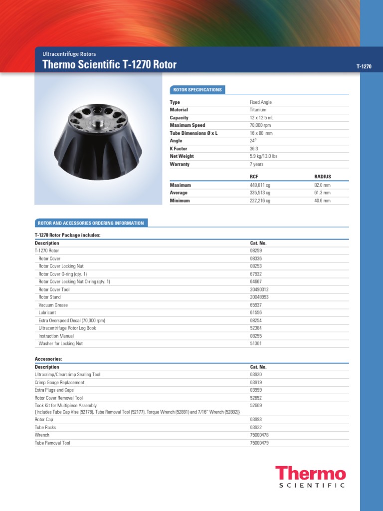 Thermo Scientific T 1270 Rotor PDF | PDF | Manufactured Goods ...