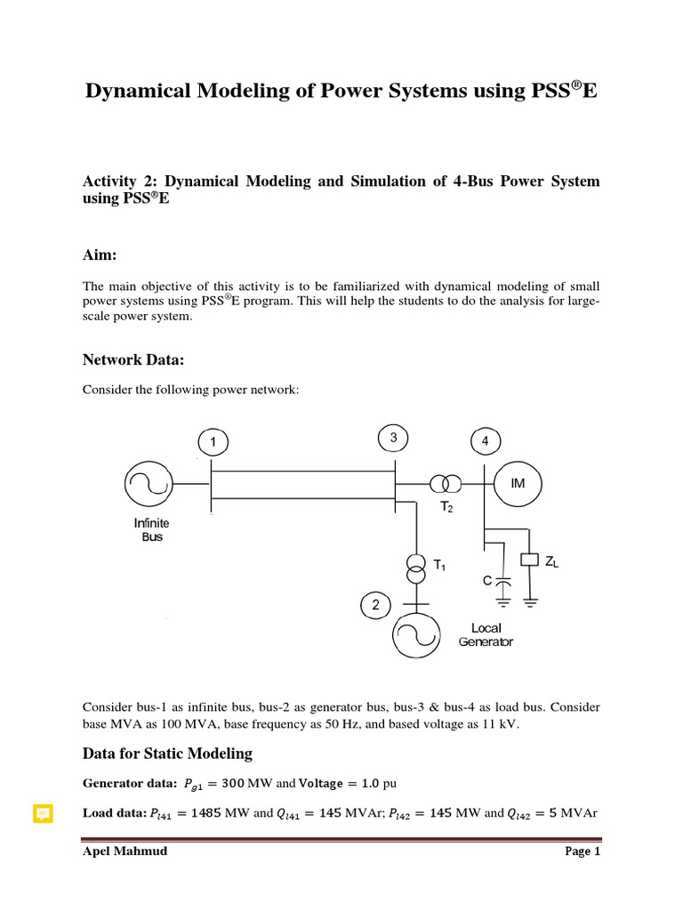 Dynamic Modelling Using PSSE Software | PDF | Electric Generator ...