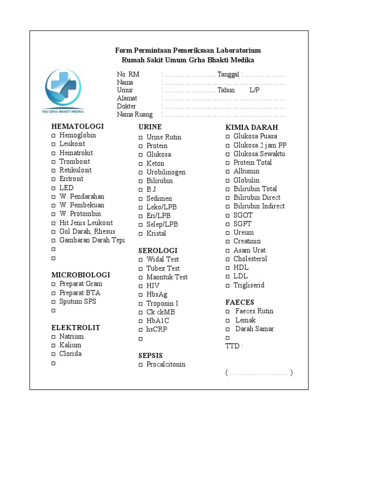 Form Pemeriksaan Laboratorium | PDF