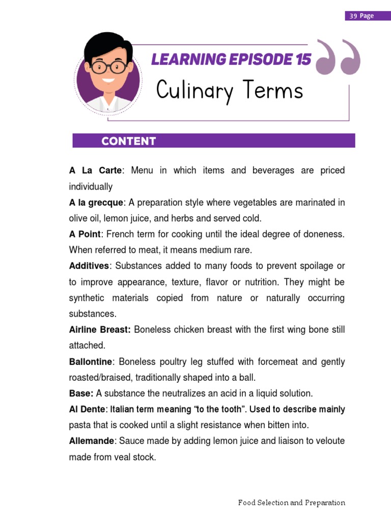 Culinary Terms: Food Selection and Preparation | PDF | Grilling | Cooking