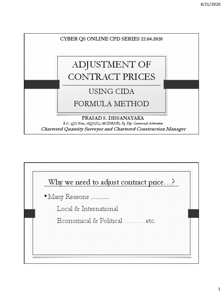 Contract Price Adjustment via CIDA Formula | PDF | Business | Economies
