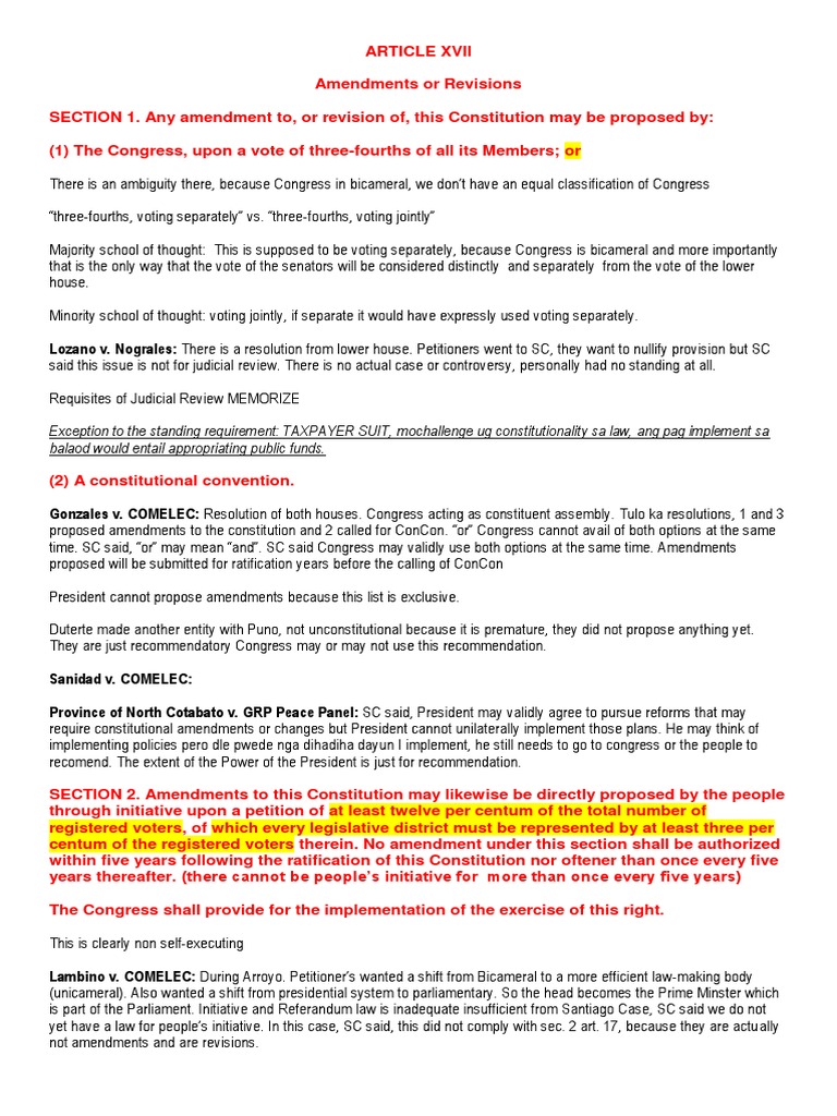 Notes On Amendments or Revisions PDF | Download Free PDF ...