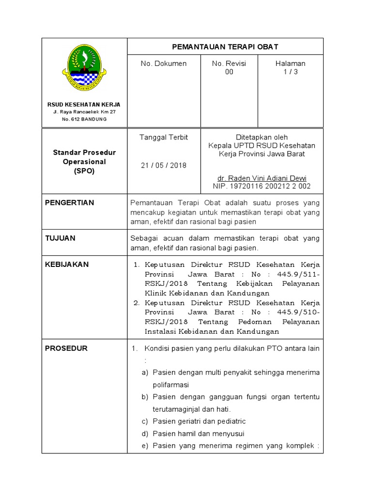 Sop Pemantauan Terapi Obat | PDF