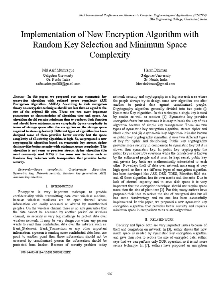 New Encryption Algorithm Pdf Cryptography Key Cryptography