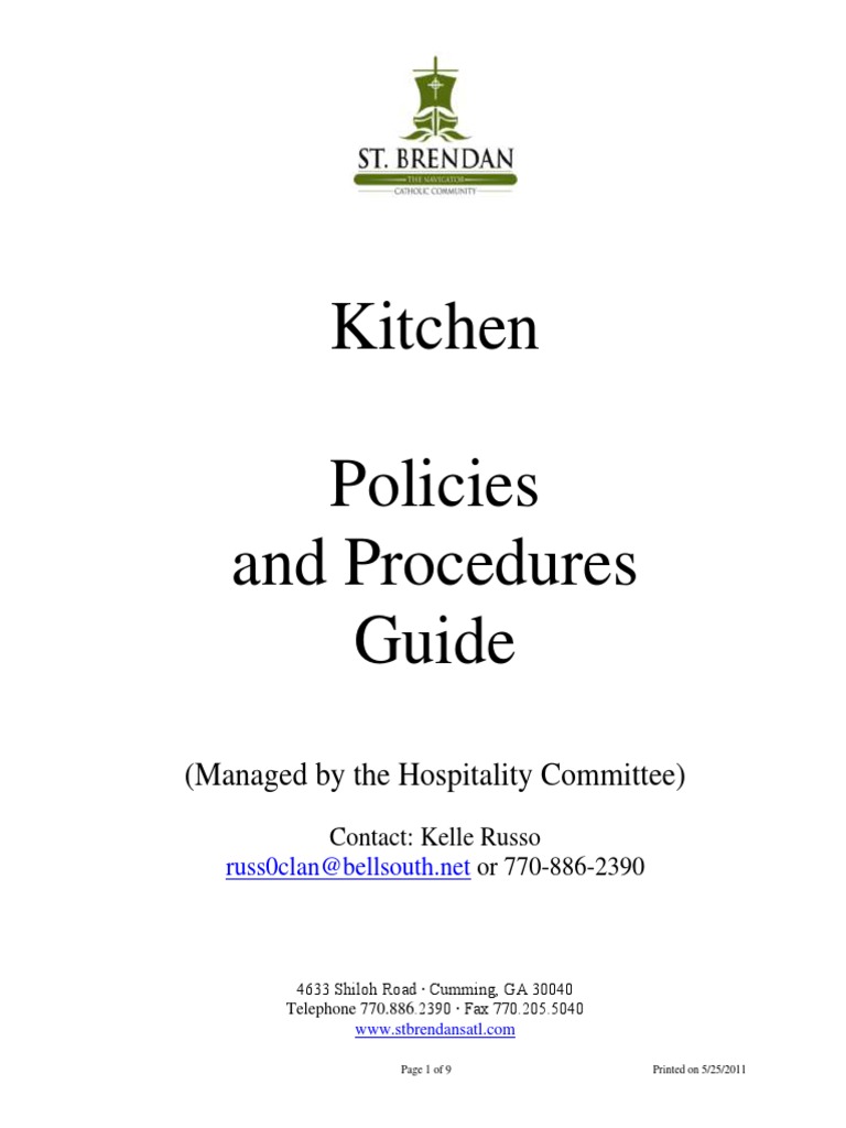 Kitchen Policies and Procedures Guide: (Managed by The Hospitality ...