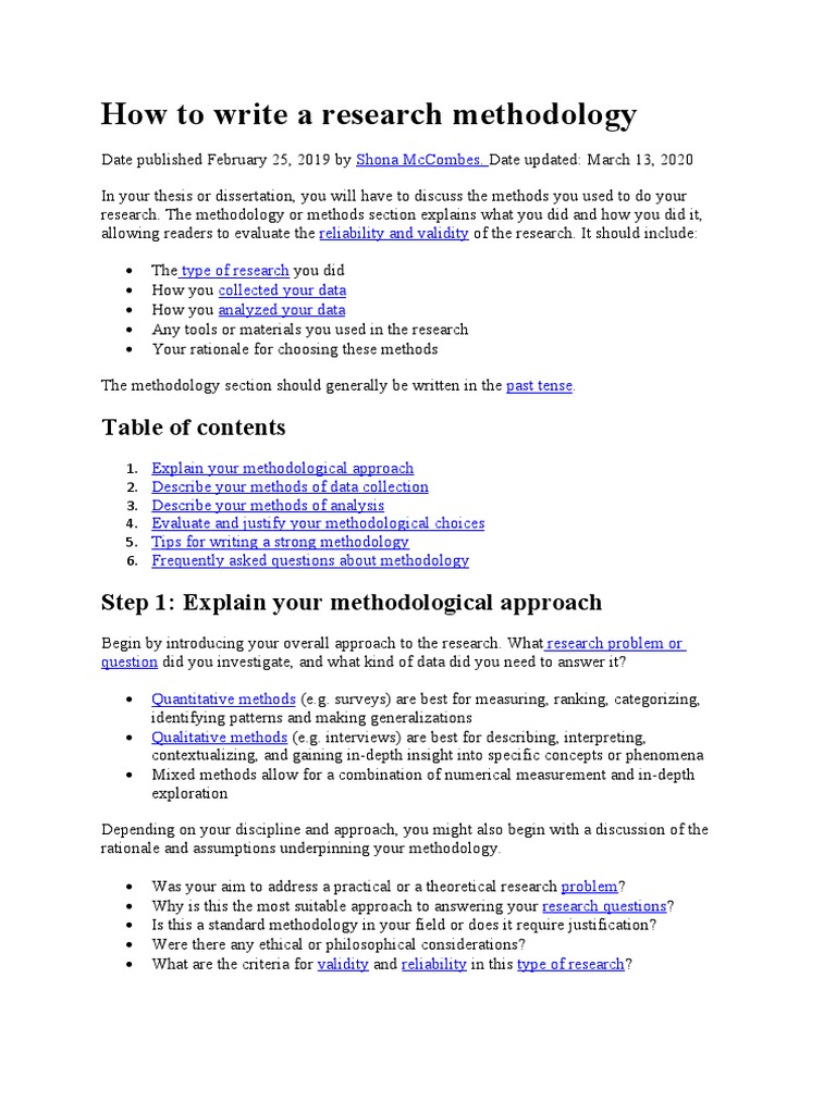 How To Write A Research Methodology | PDF