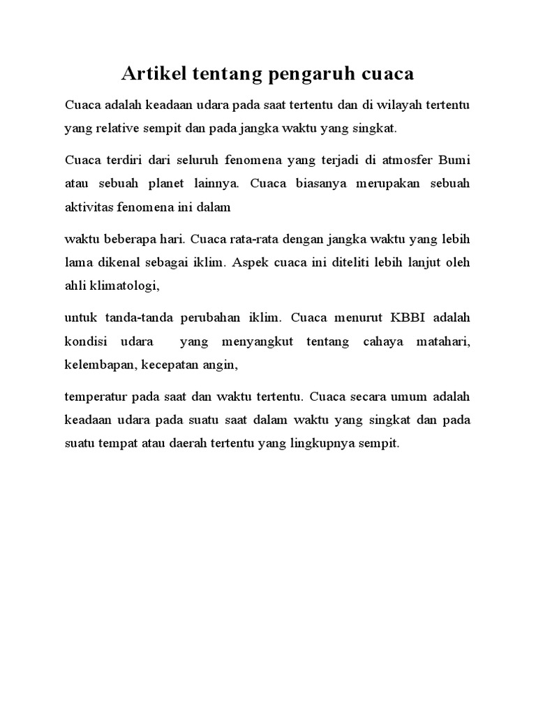 Artikel Tentang Pengaruh Cuaca | PDF