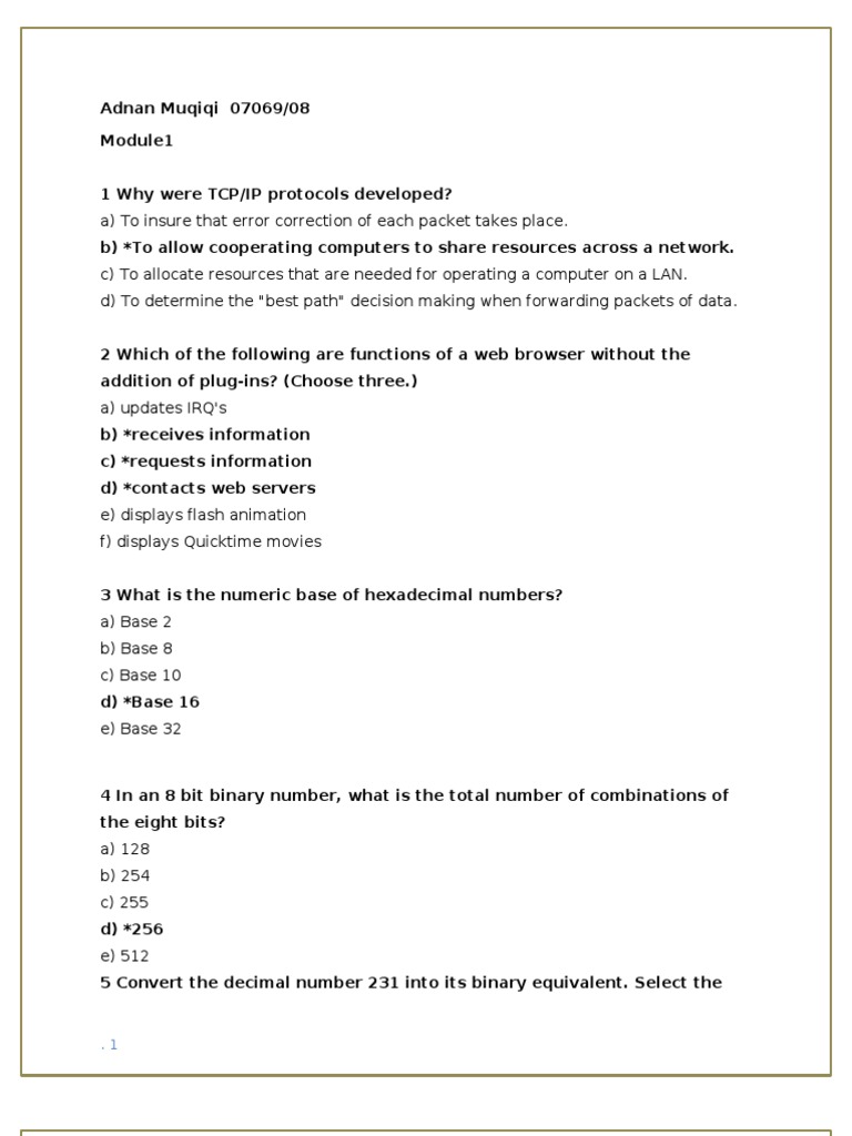 Module1 - Exam | PDF | Network Interface Controller | Computer Network