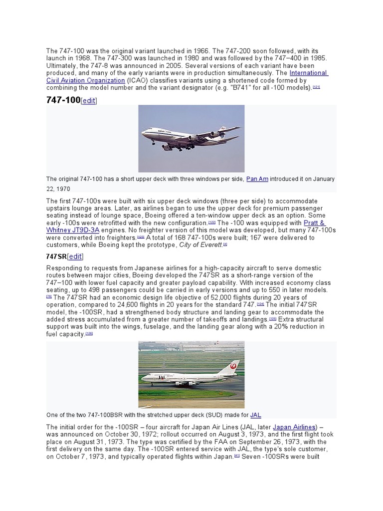 The Evolution of the Boeing 747: From the Original 747-100 to the ...