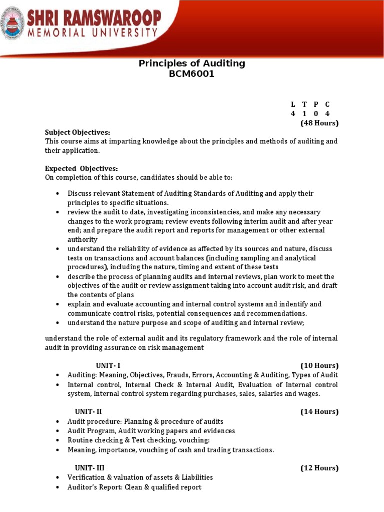 Principles of Auditing | PDF | Internal Control | Audit