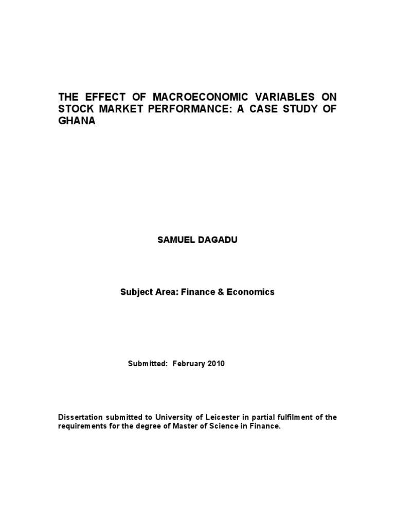 The Effect Of Macroeconomic Variables On Stock Market Performance A