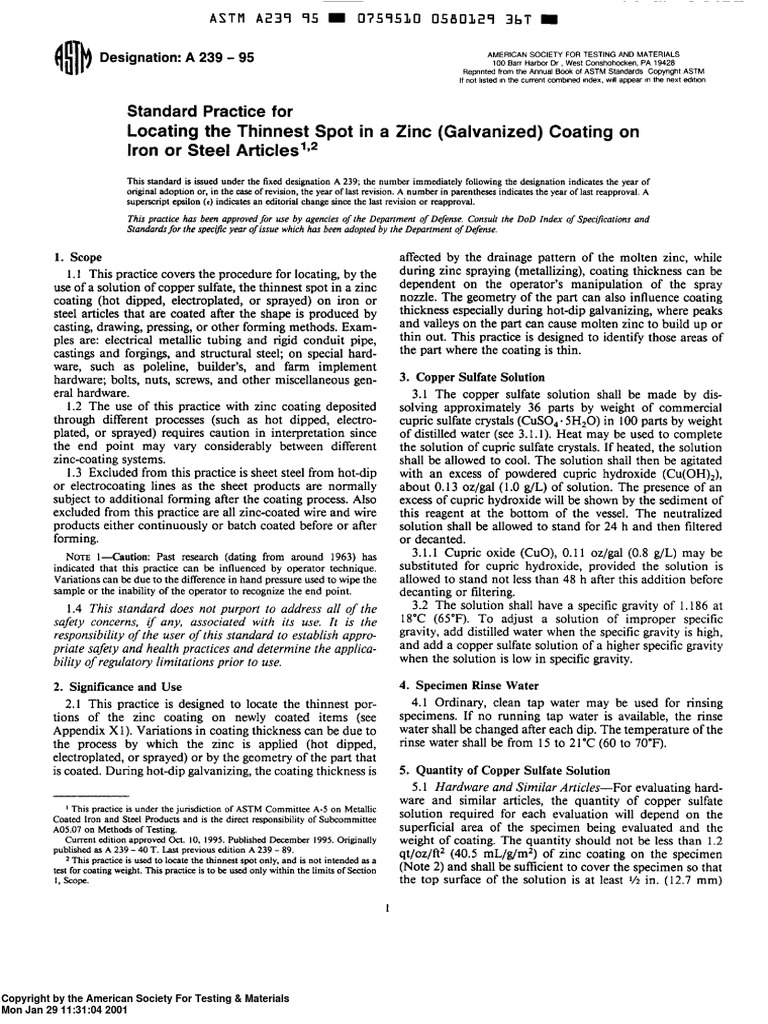 ASTM A239 and A245 Standards Overview | PDF | Sports & Recreation