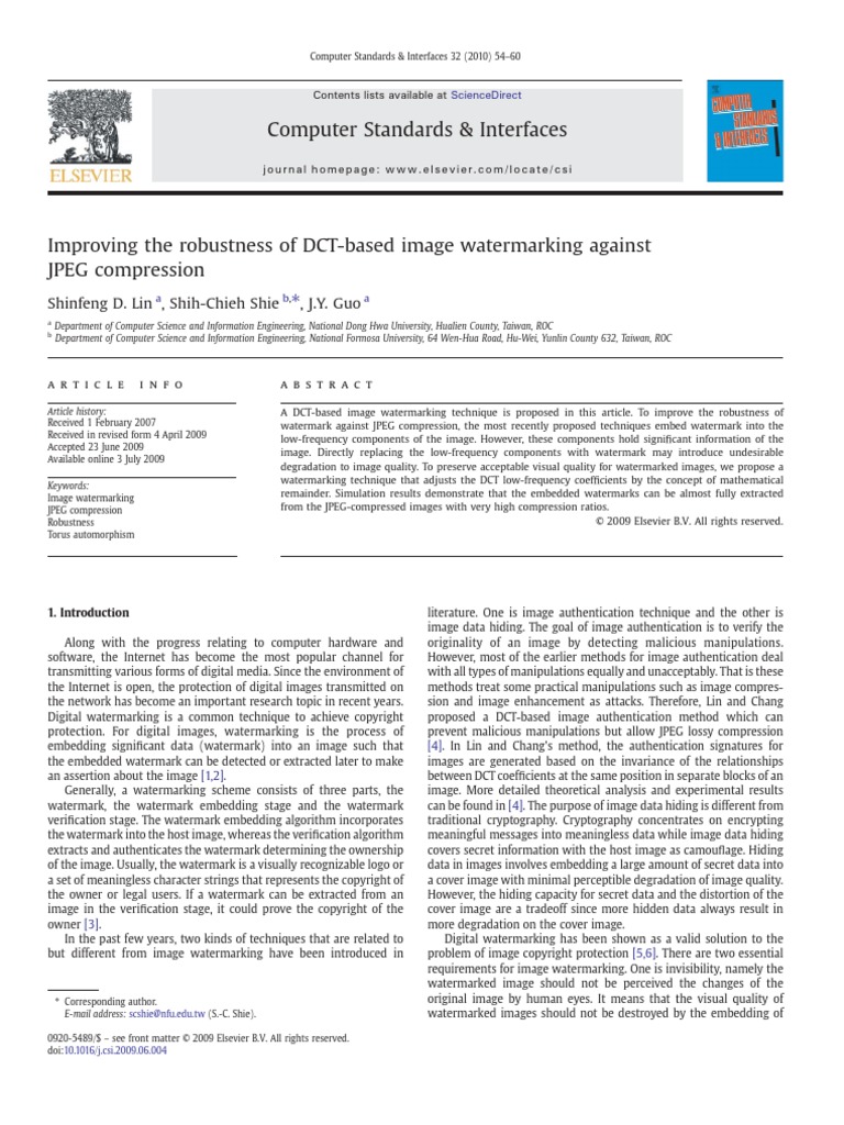 Improving The Robustness of DCT-based Image Watermarking Against | PDF ...