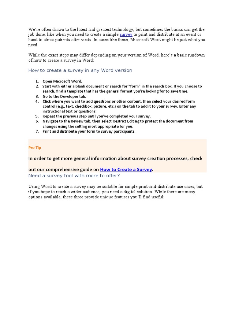 Create Surveys in Word Easily | PDF | Career & Growth