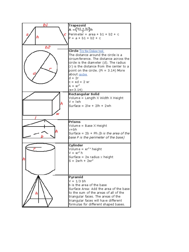 Area and Volume Formulas Guide | PDF