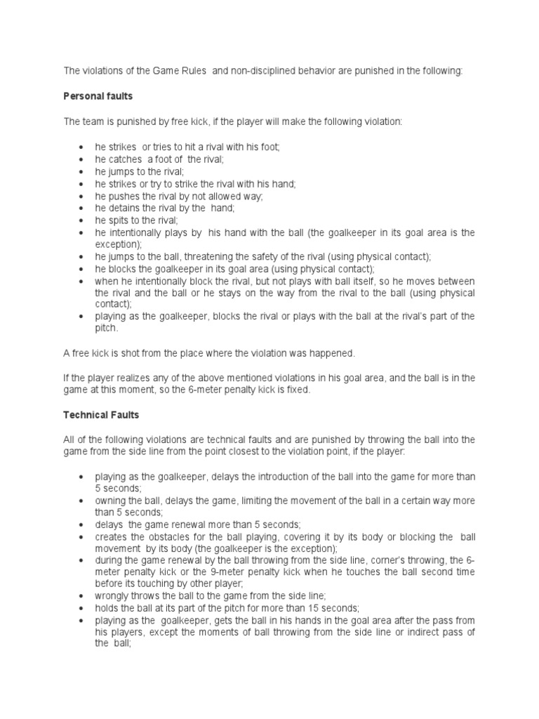 Personal Faults | PDF | Rules | Athletic Sports