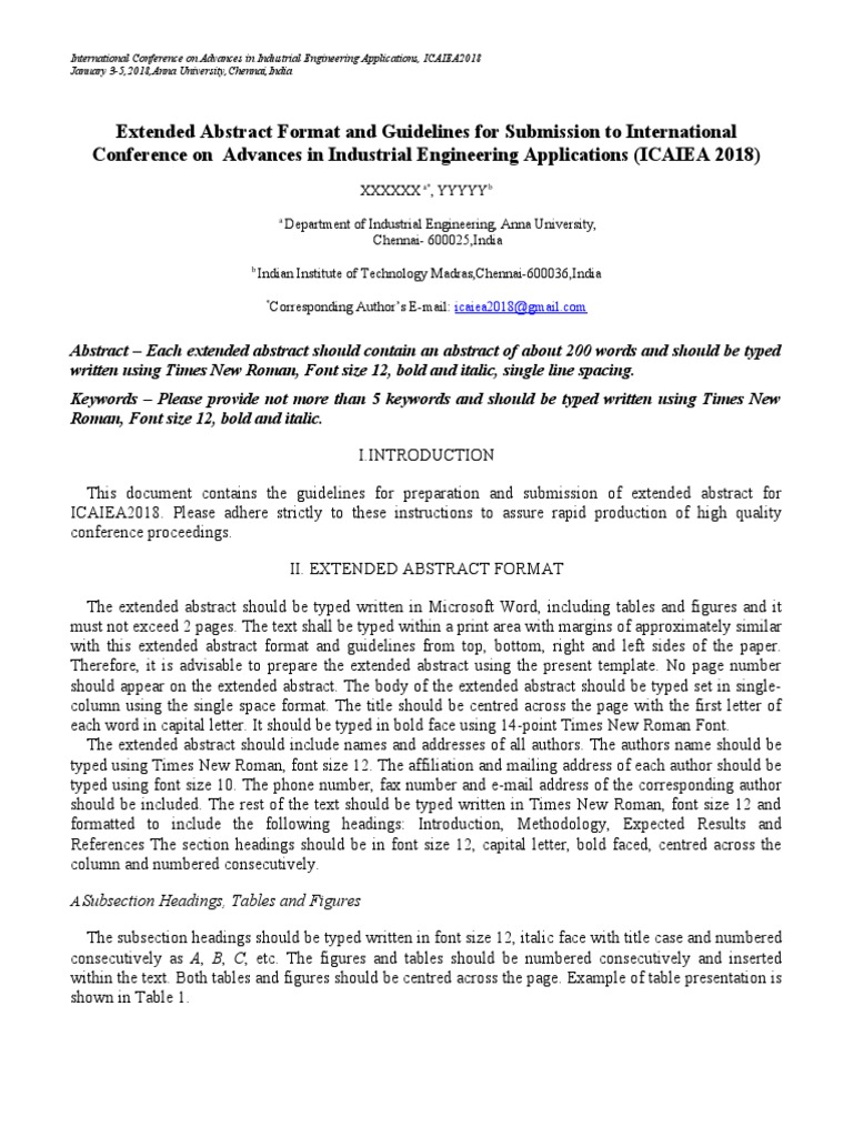 ICAIEA2018 - Extended Abstract-Template | PDF | Times New Roman ...
