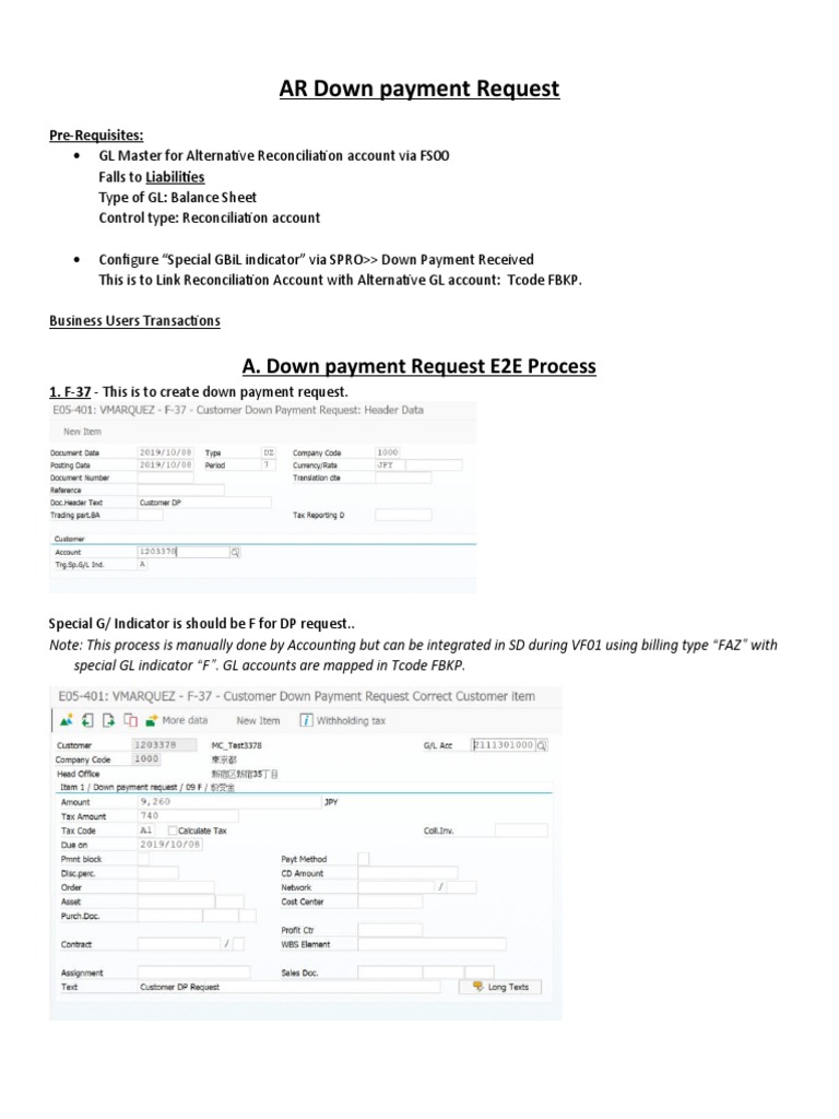 A. Down Payment Request E2E Process | PDF