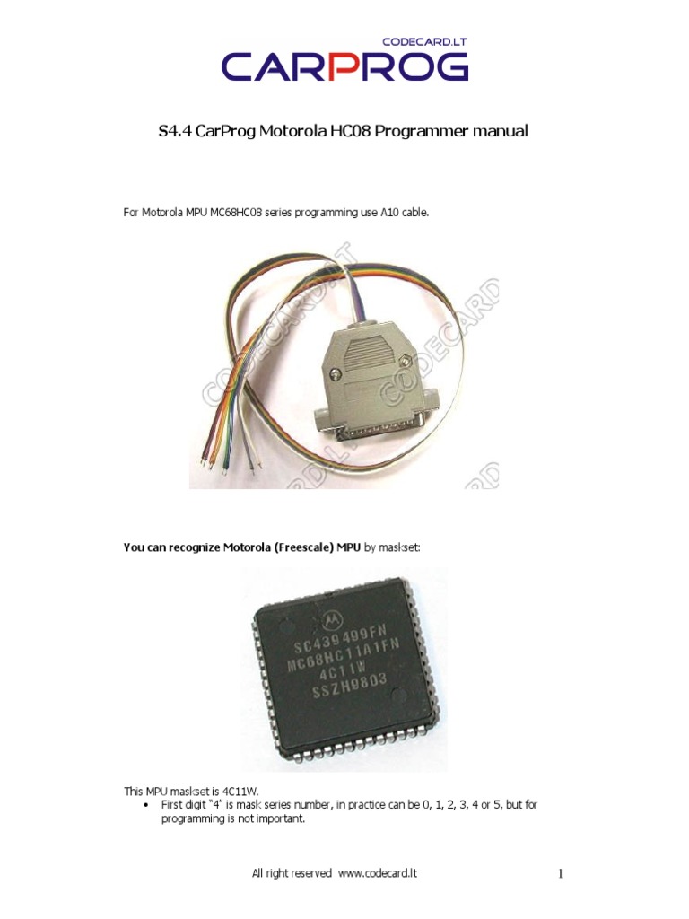 CARPROG Motorola HC08 Programmer Manual | PDF | Telecommunications Engineering | Computing