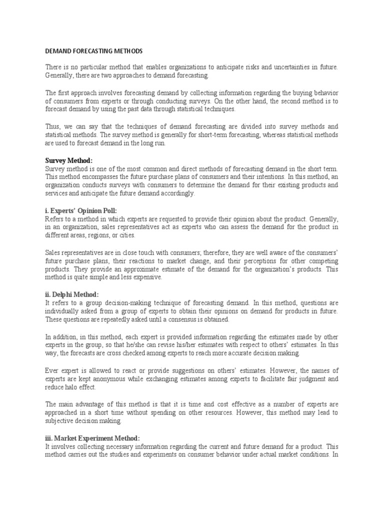 Demand Forecasting Methods | PDF | Forecasting | Dependent And ...