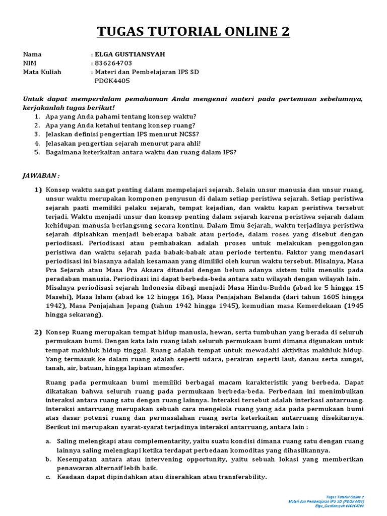 Tugas 2 PDGK4405 Materi Dan Pembelajaran IPS SD | PDF