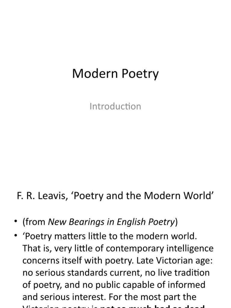 Modern Poetry | Download Free PDF | W. B. Yeats | Poetry