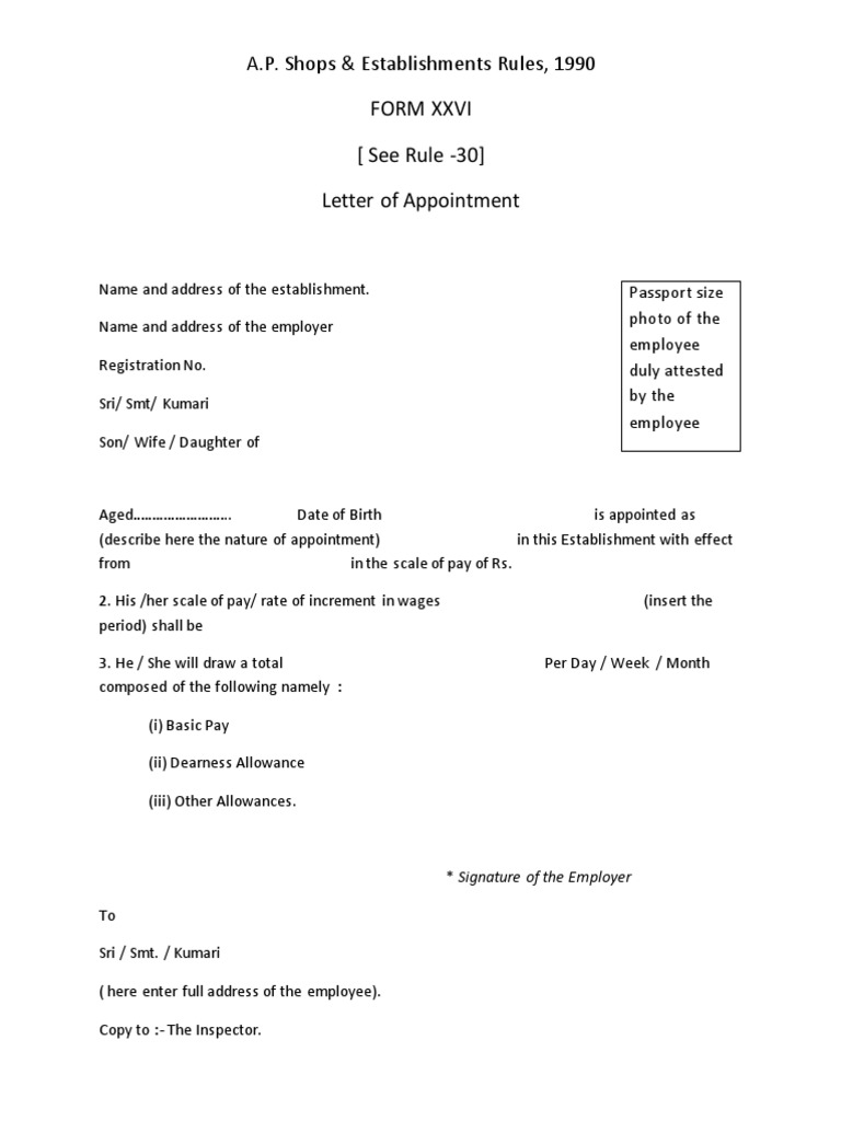 Appointment Letter Template 1990 | PDF