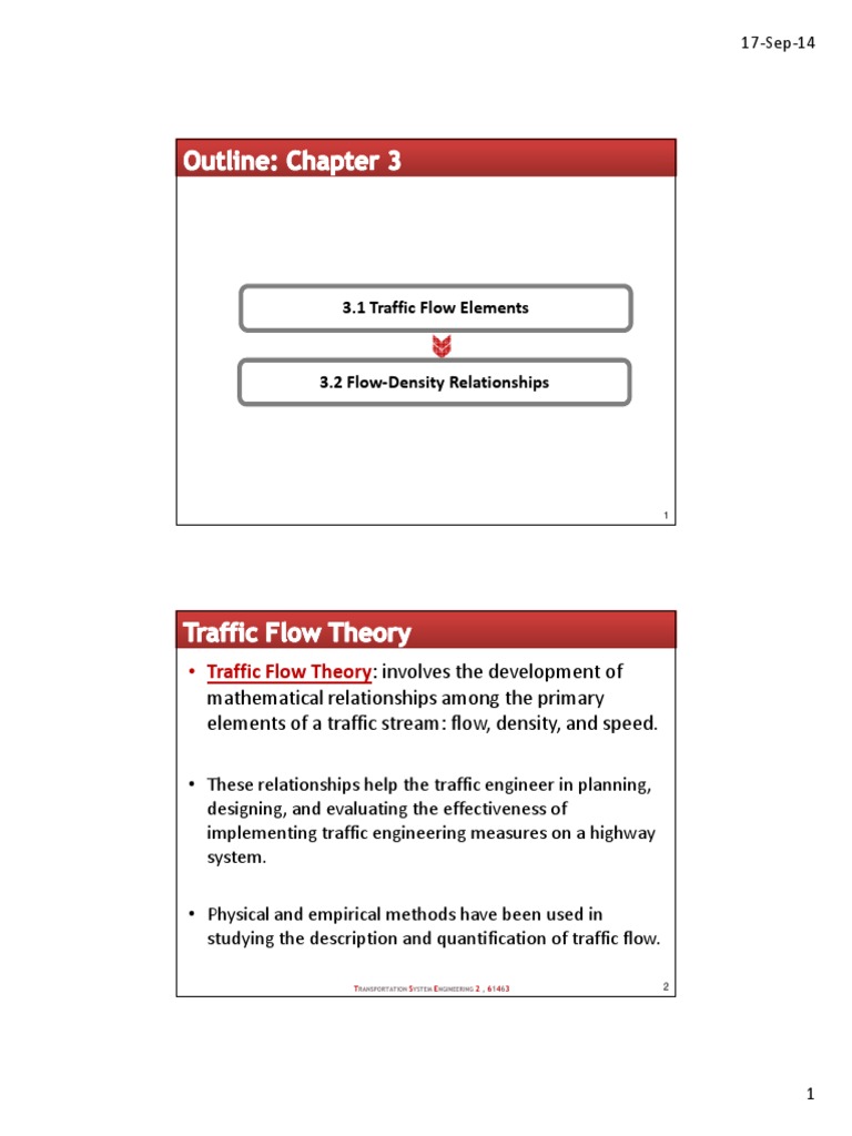 Traffic Flow Theory: An Introduction to the Fundamental Elements, Relationships and Diagrams ...
