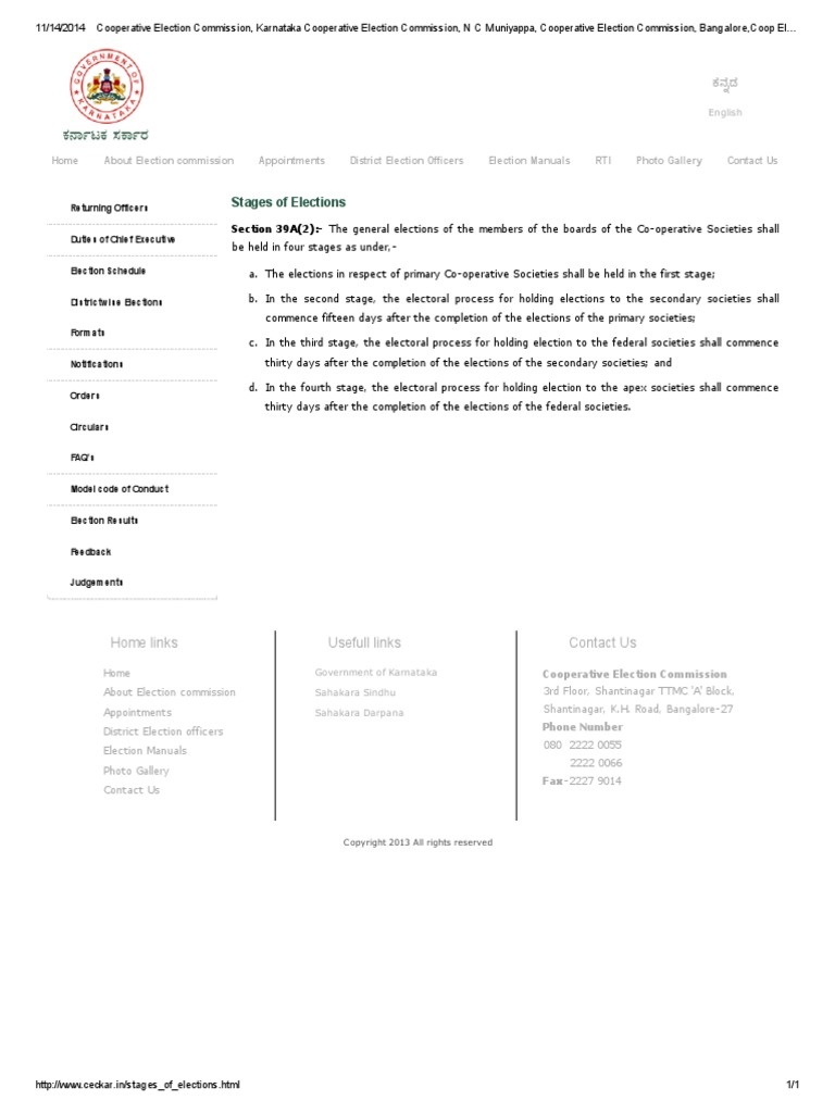 Karnataka Cooperative Election Commission stages of elections process | PDF | Government